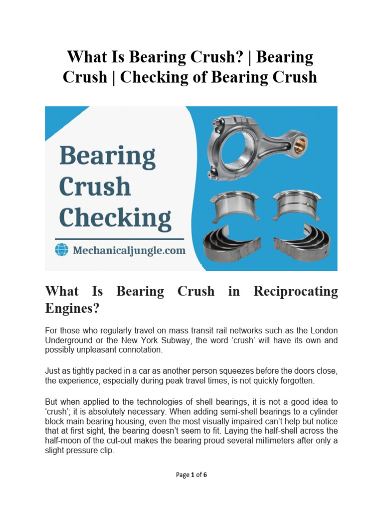 Bearing Crush in Reciprocating Engines | PDF | Bearing (Mechanical ...