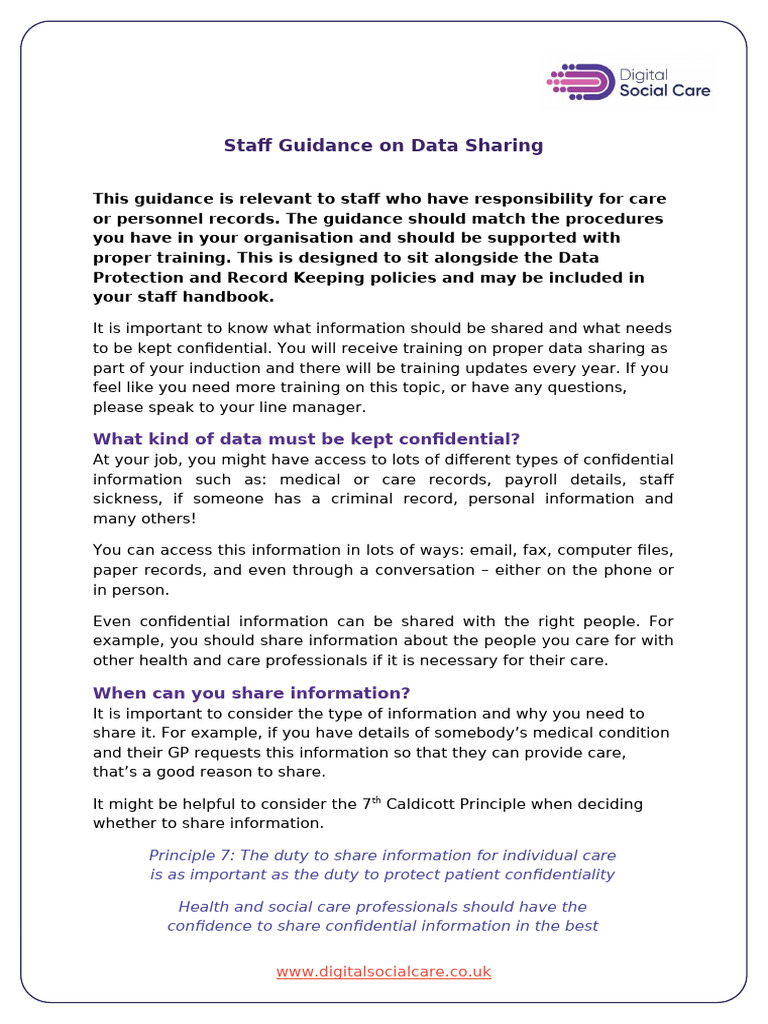 Data Sharing Guidelines for Staff | PDF | Fax | Information