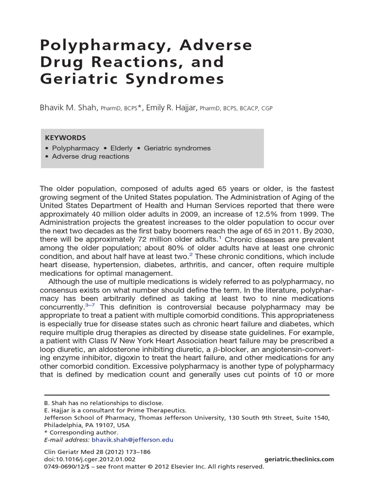 Polypharmacy Adverse-Drug Reactions Geriatric | PDF | Geriatrics | Drugs