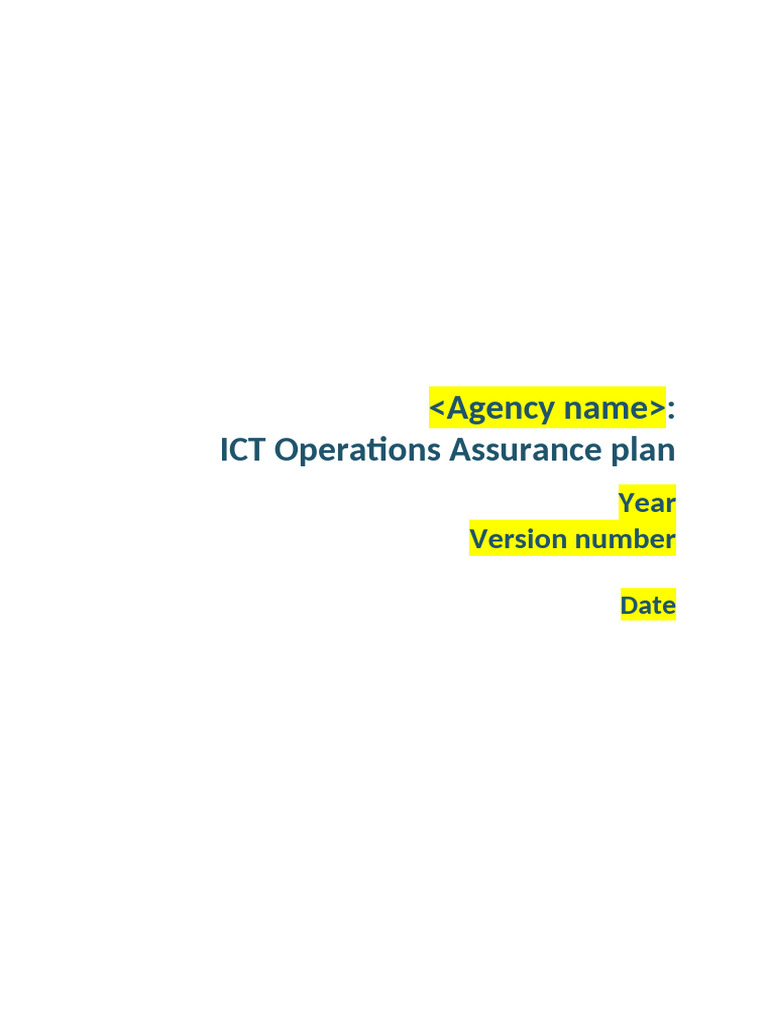 ICT Operations Assurance Plan Overview | PDF | Risk | Governance