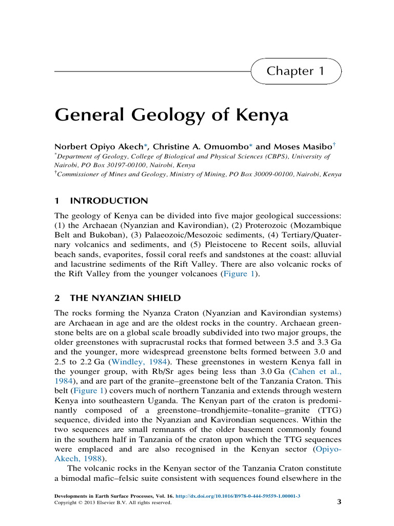 Geological Overview of Kenya's Regions | PDF | Lake | Rift