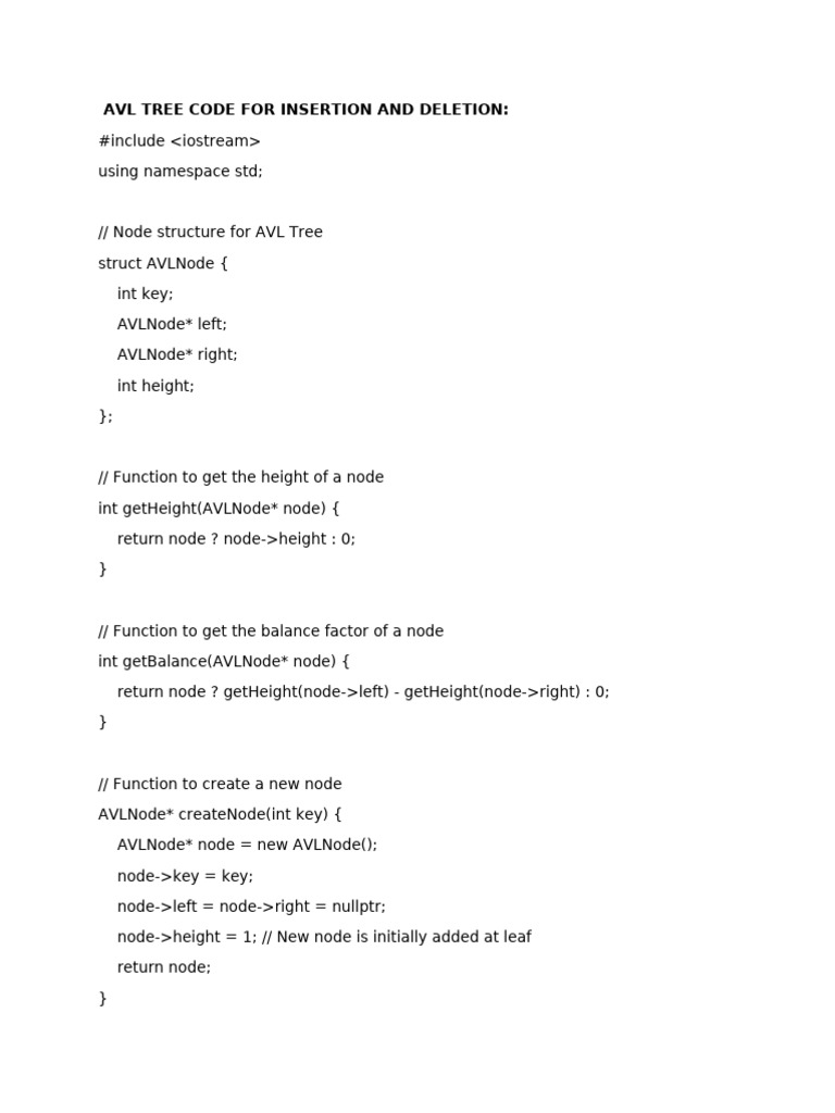 Avl Tree Code For Insertion And Deletion Pdf Computer Programming 3271