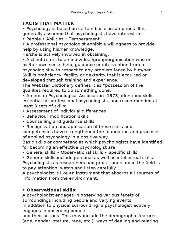 Essential Skills for Psychologists | PDF | Psychology | Communication