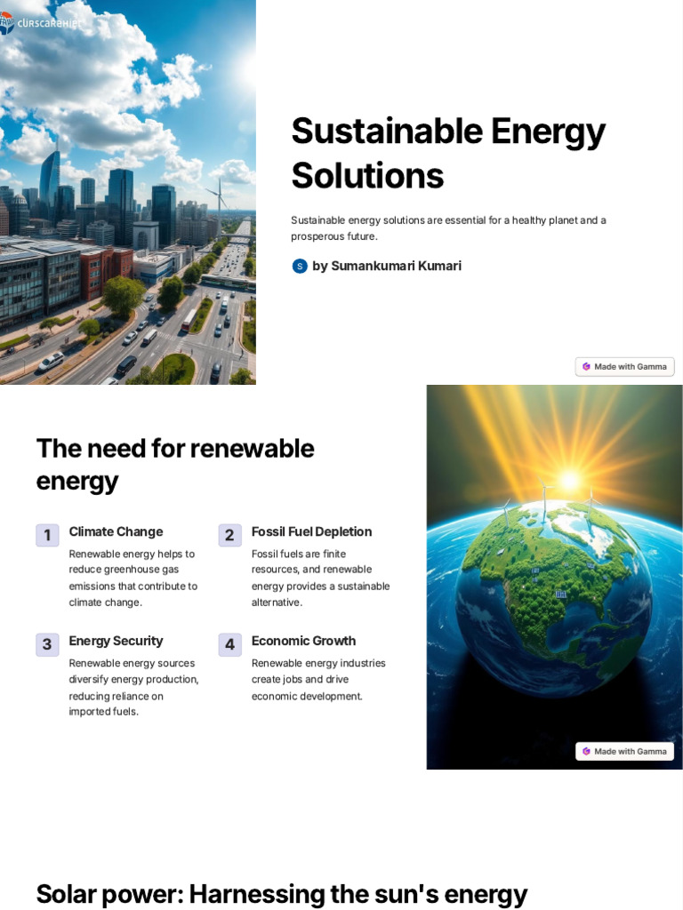Sustainable Energy Solutions Overview | PDF | Renewable Energy ...