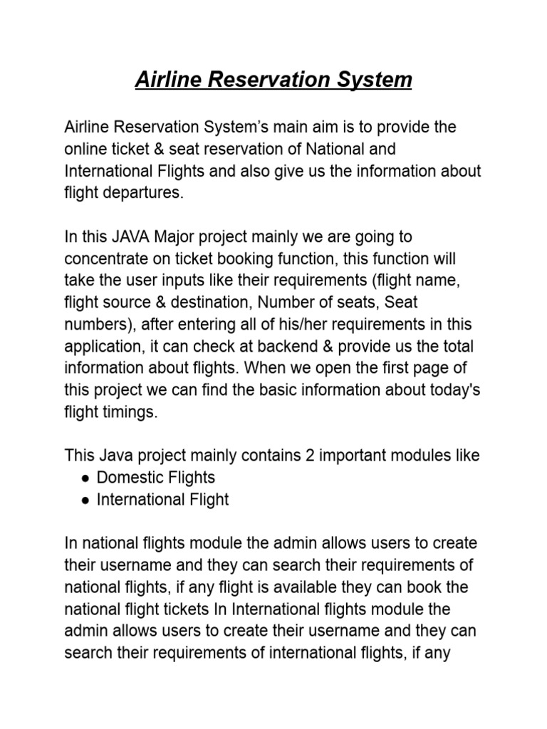 Online Airline Reservation System | PDF