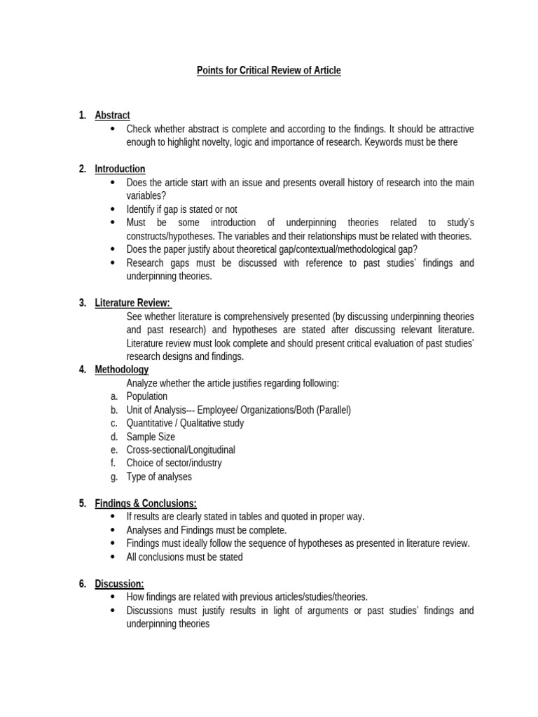 Critical Review Points | PDF