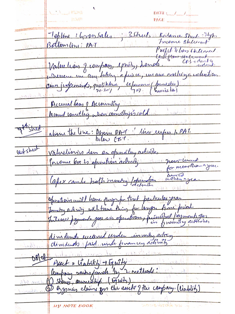 Classnotes - Financial Analytics | PDF