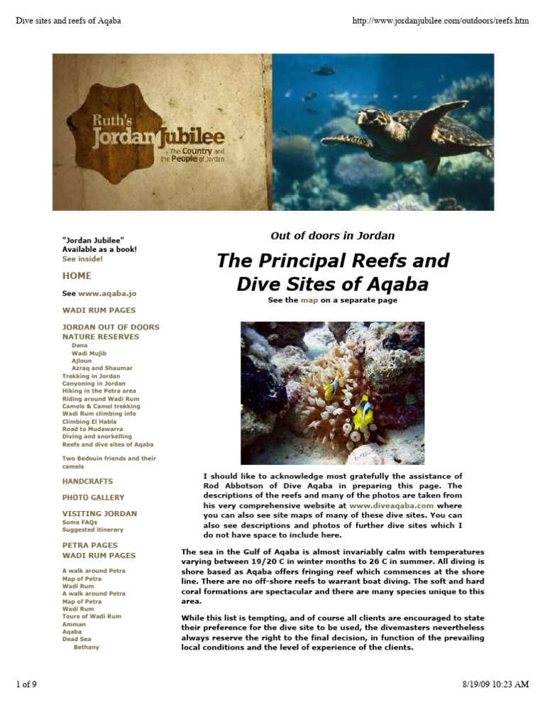 Aqaba's Premier Dive Sites and Reefs | PDF | Jordan | Reef