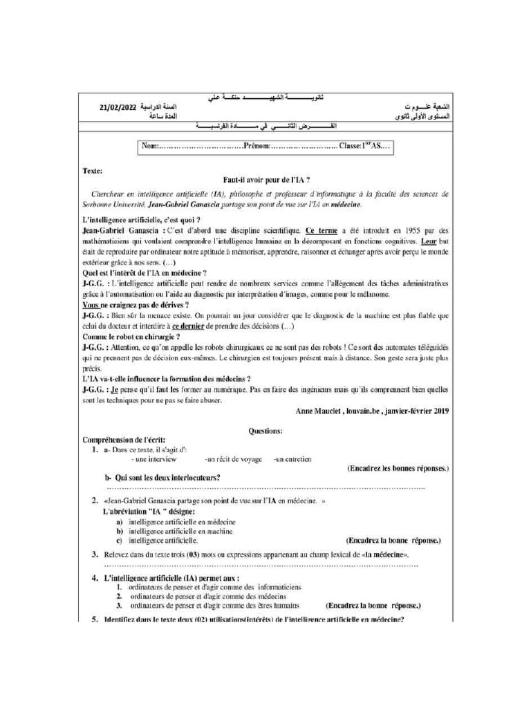 Sujet Interview Format Word | PDF