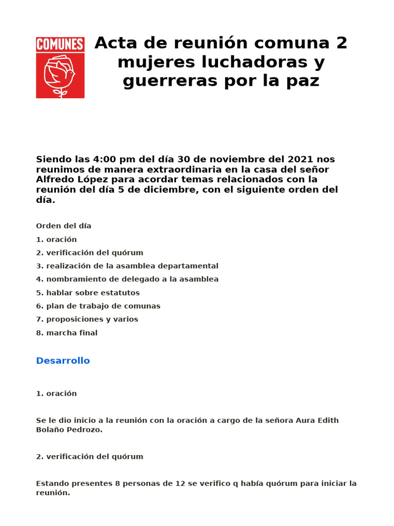 Actas Comuna 2 | PDF