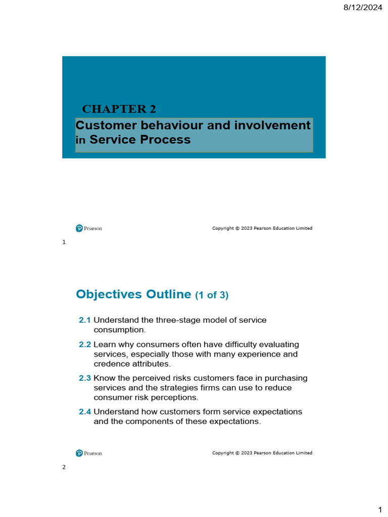 Services Marketing Slide - Chapter 2 | PDF | Risk | Customer Satisfaction