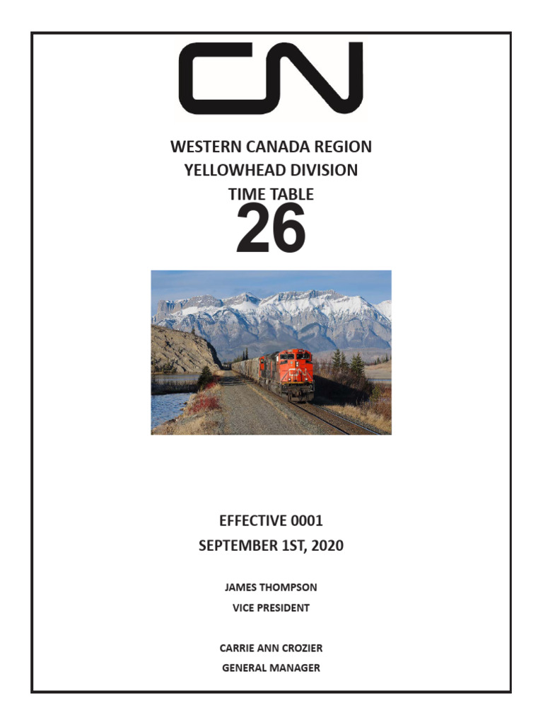 Yellowhead TT 26 2020 | PDF | Train | Transport