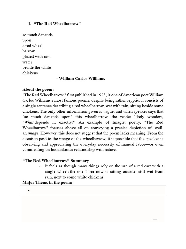 Analysis-The Red Wheelbarrow & Annabel Lee | PDF