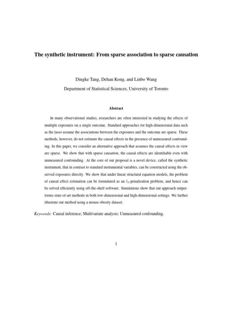 The Synthetic Instrument: From Sparse Association To Sparse Causation ...