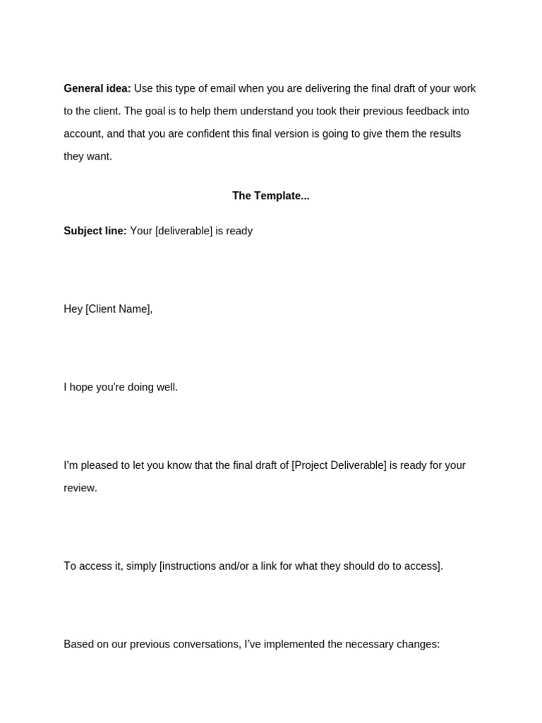 Final Draft Delivery Email Template | PDF