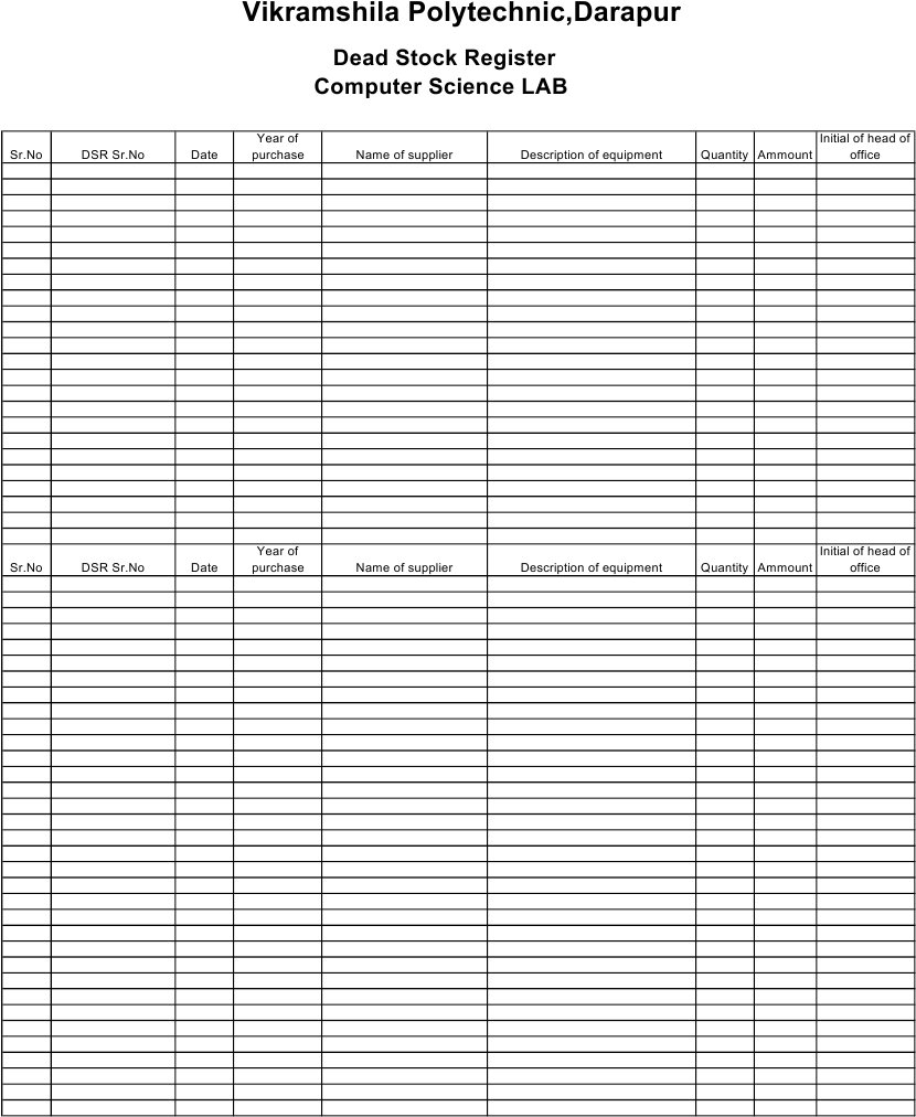 Science Lab Stock Register Format | PDF