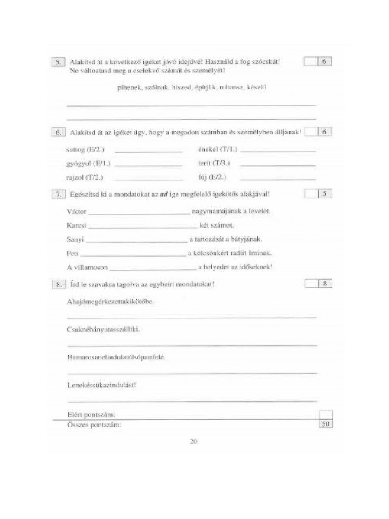 Apaczai Nyelvtan Felmero Igek 4 Osztaly B 2 | PDF