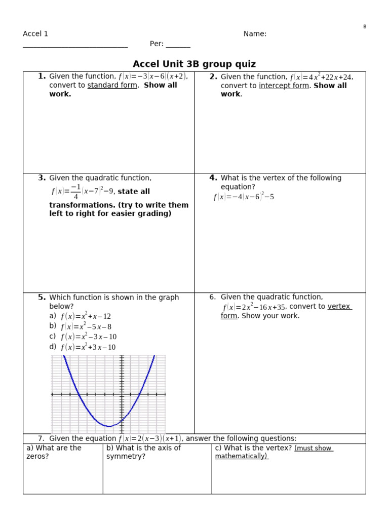 3B Group Quiz | PDF | Mathematical Relations | Geometry