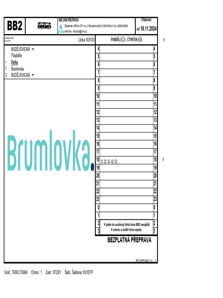 Delta: Budějovická Filadelfie - 1 Brumlovka 3 Budějovická Linka 103103 | PDF