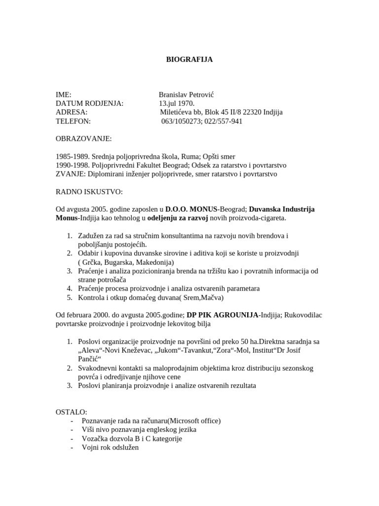 BIOGRAFIJA | PDF