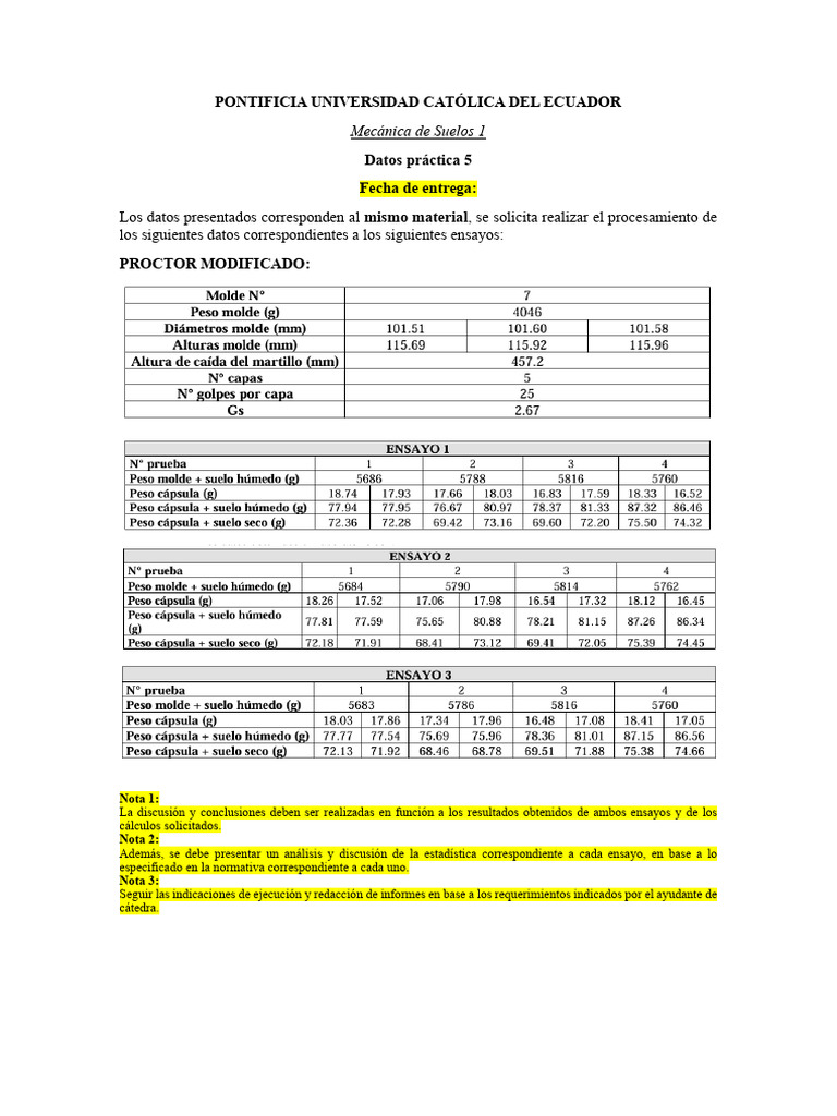 Datos Practica 5 - Proctor Modificado | PDF