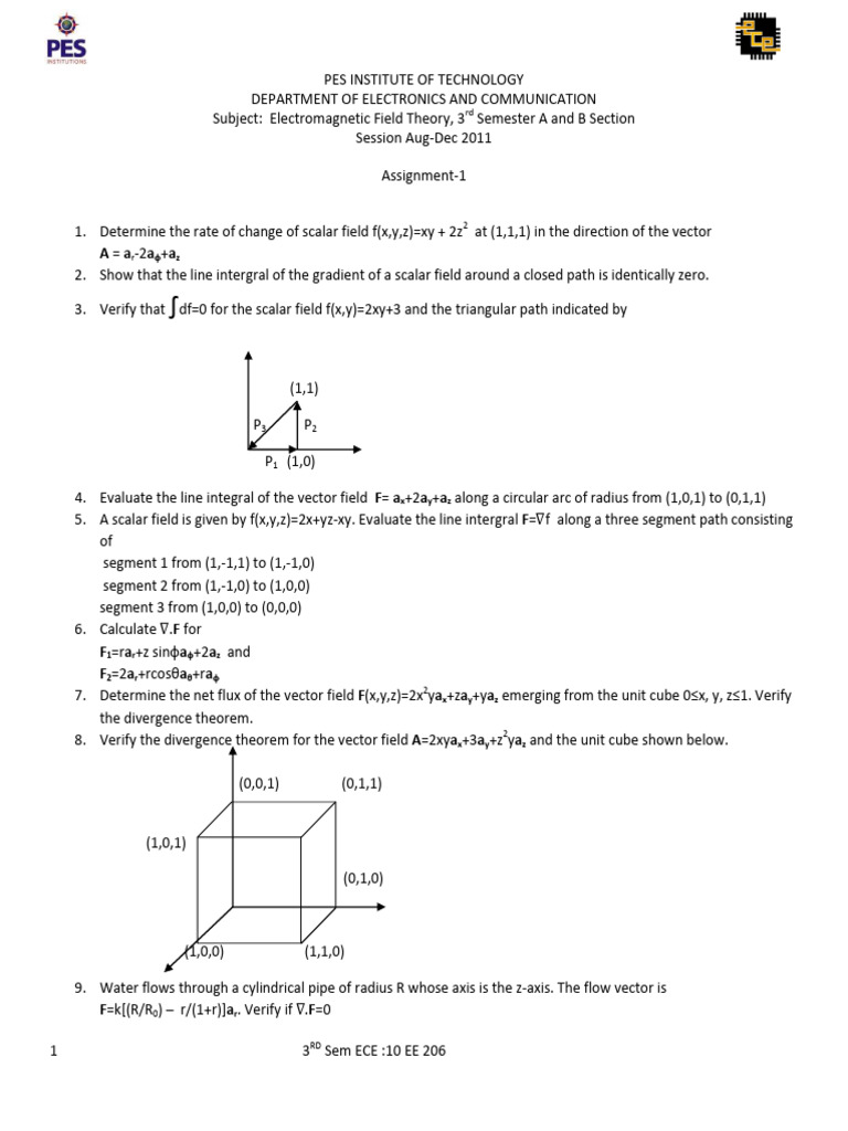 Electromagnetic Field Theory Assignment | PDF | Divergence | Integral