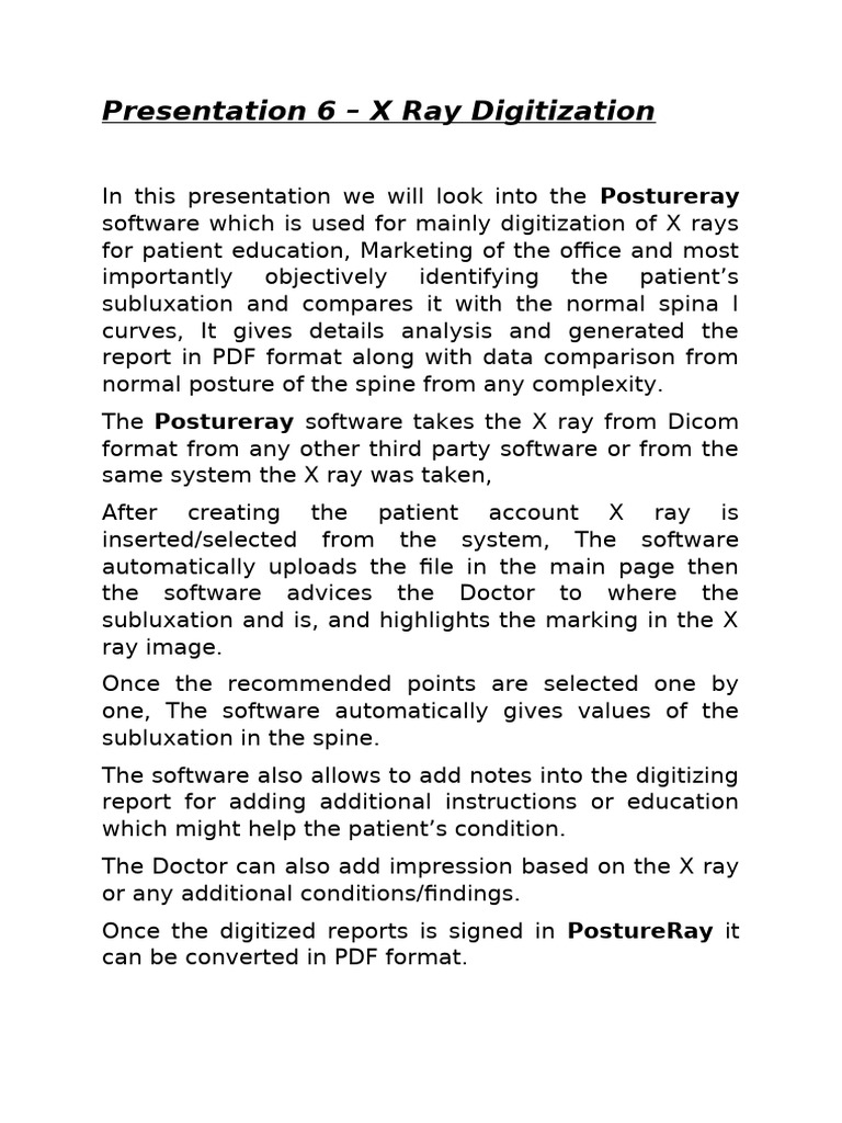 X-Ray Digitization with PostureRay Software | PDF