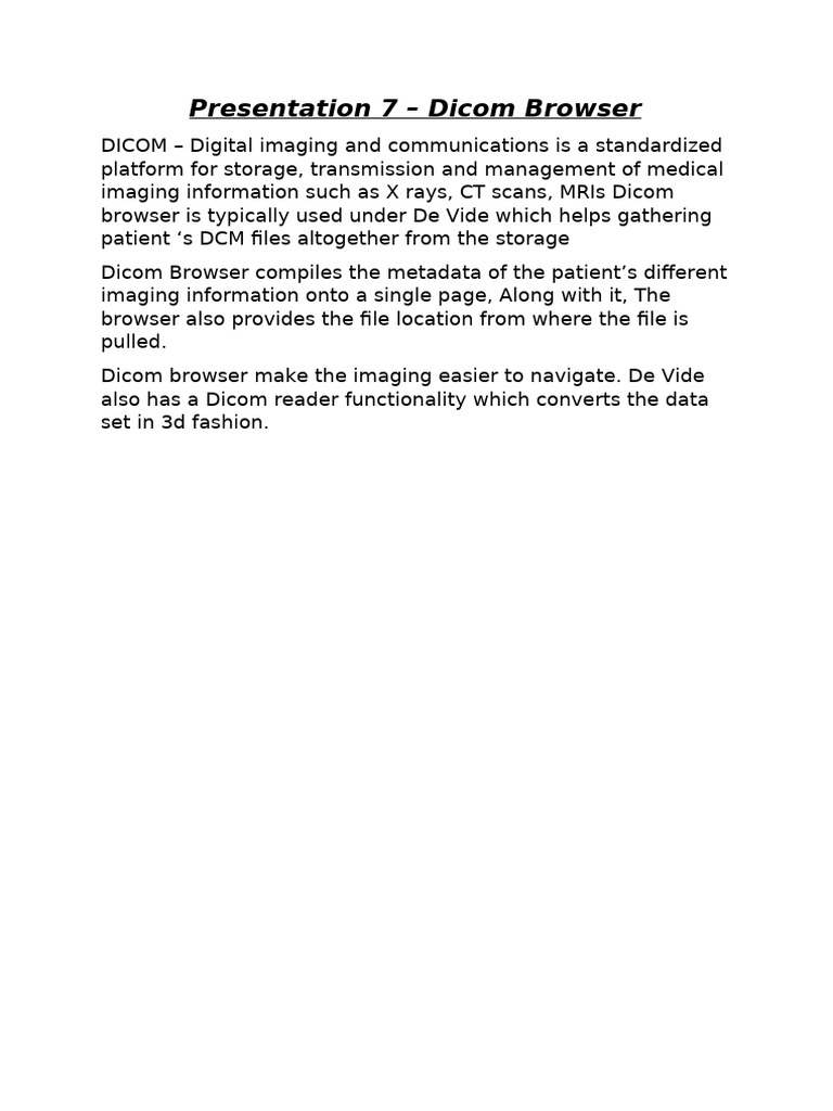 Presentation 7 - Dicom | PDF
