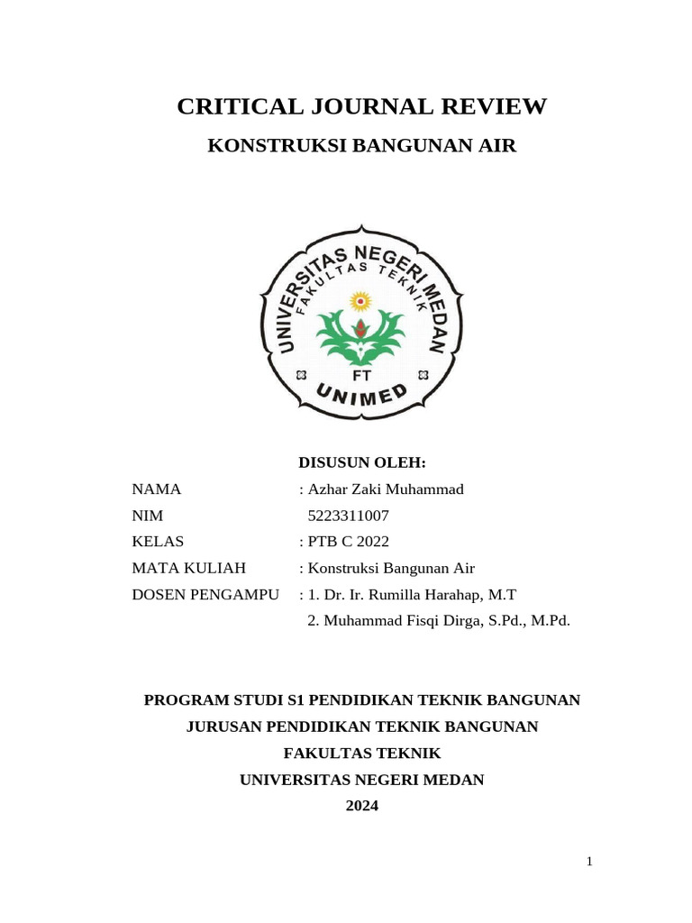 Azhar Zaki Muhammad - PTB C 2022 - CJR - Konstruksi Bangunan Air | PDF