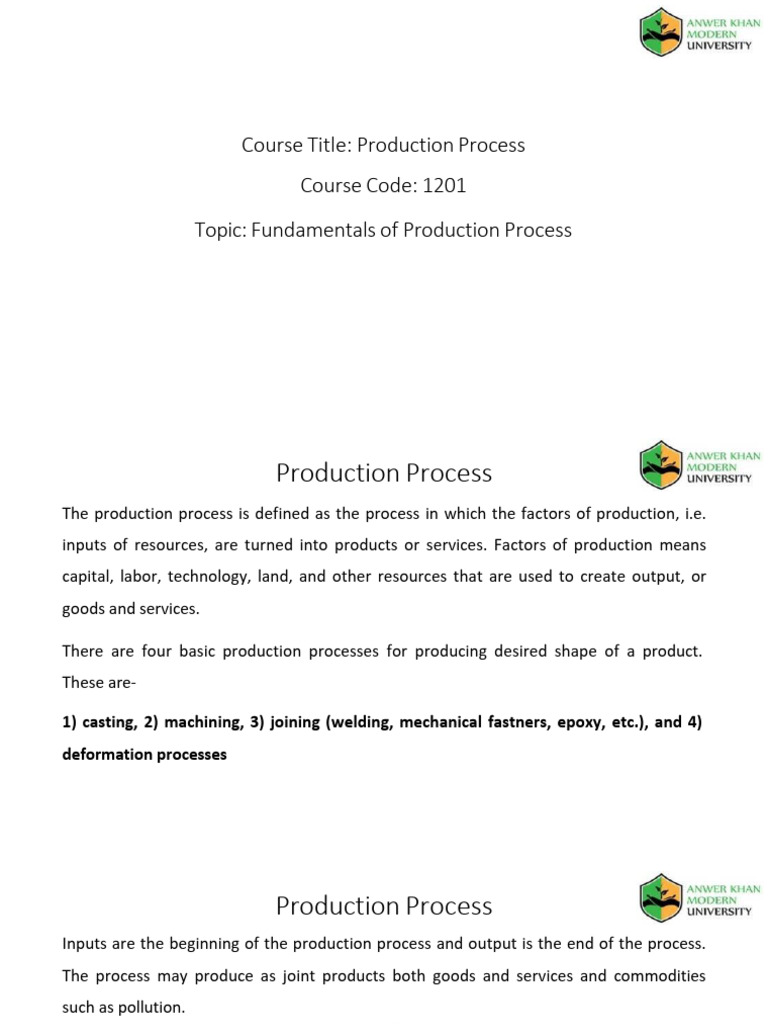 Fundamentals of Production Process | PDF | Welding | Construction