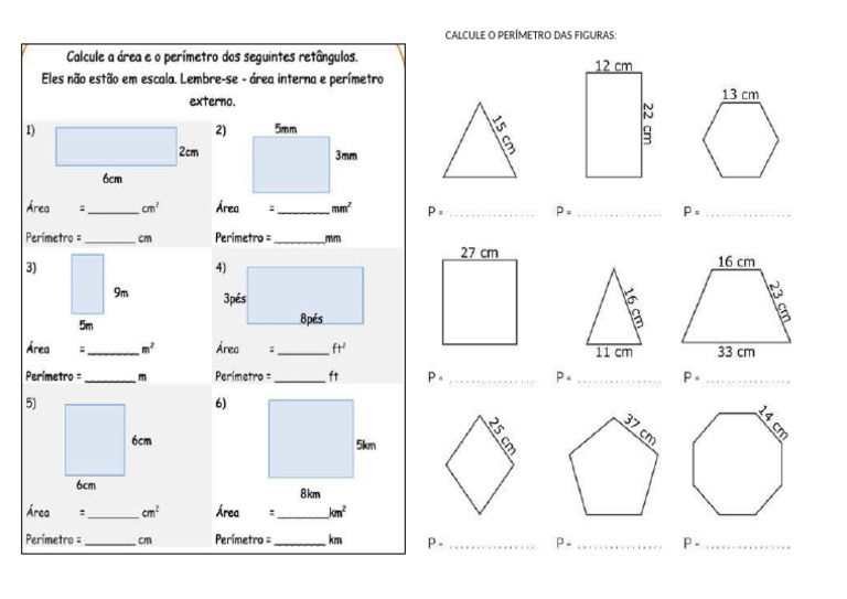 Calcule o Perímetro Das Figuras | PDF
