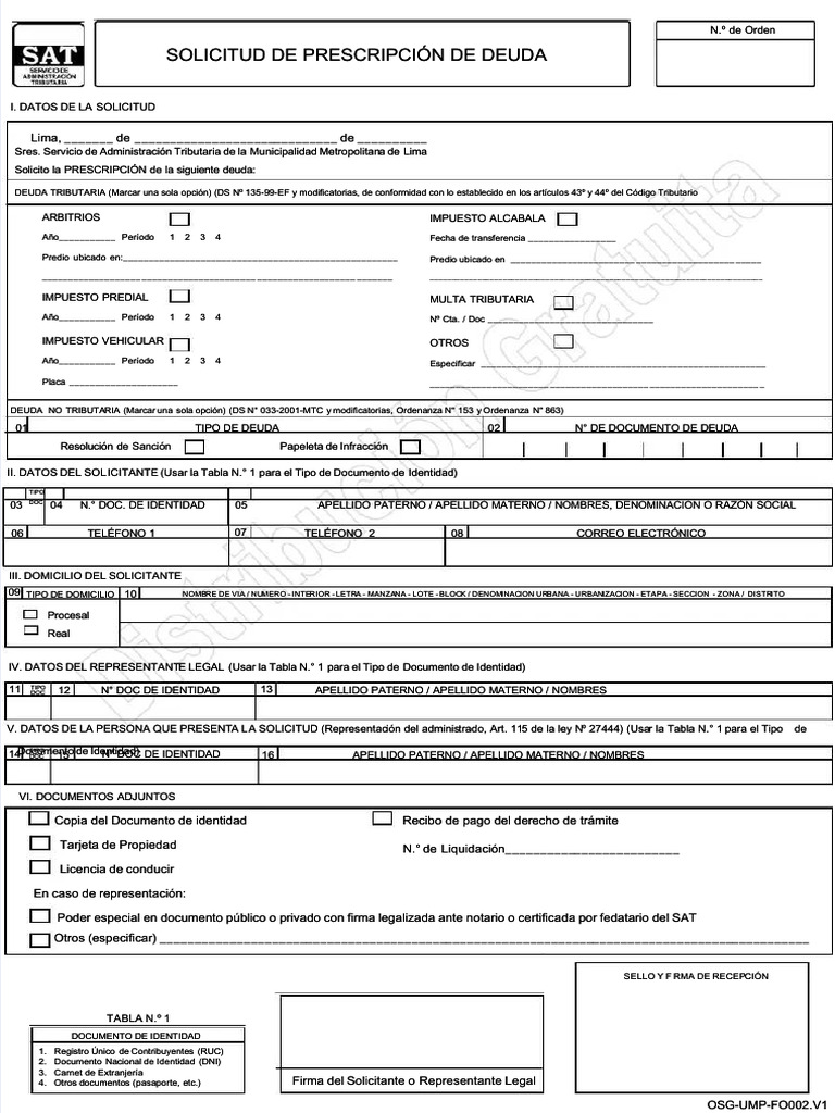 PDF Formato de Prescripcion de Deuda Sat Compress | PDF | Documento de ...
