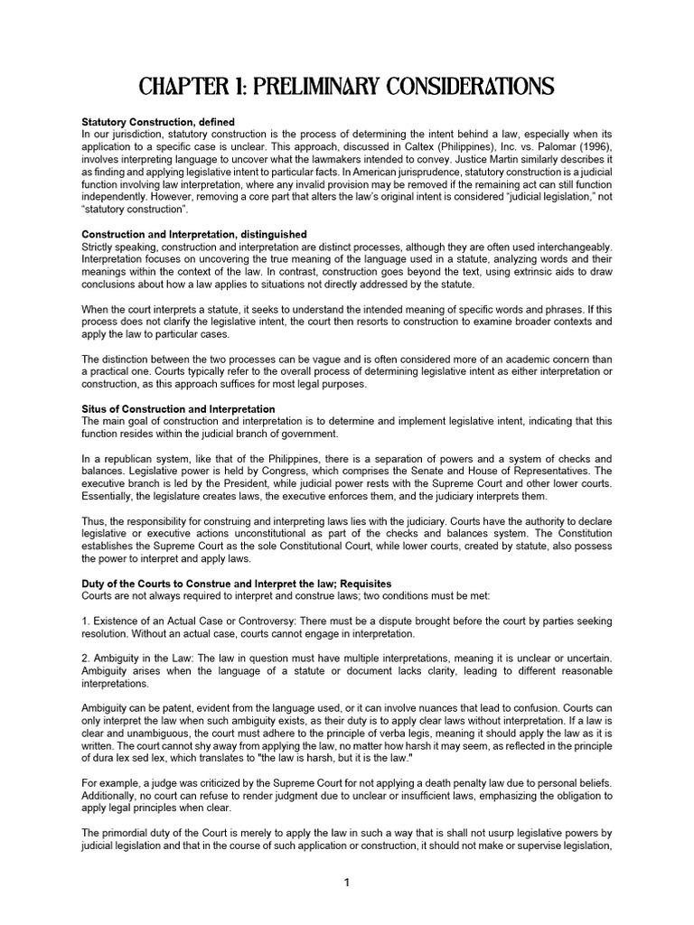 Statutory Construction - Preliminary Considerations | PDF | Statutory Interpretation ...