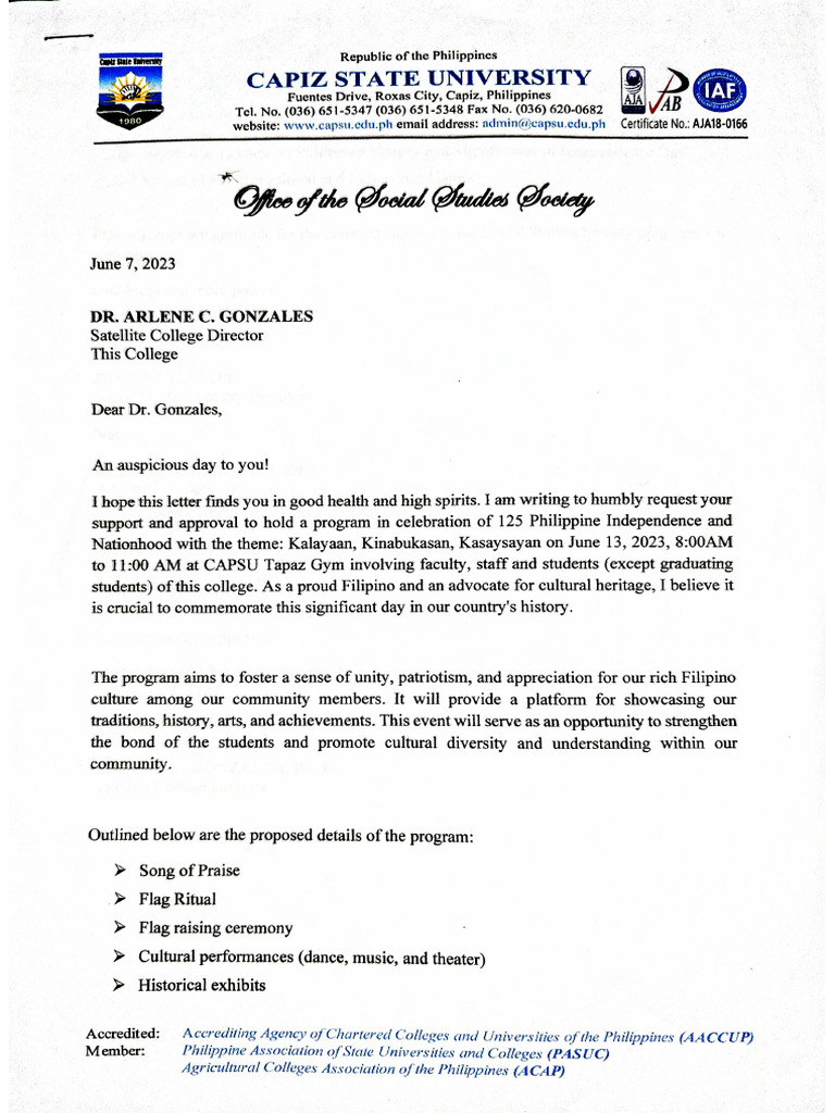 Approved Letter Independence Day | PDF
