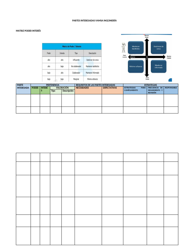 Matriz de Partes Interesadas VAMSA | PDF