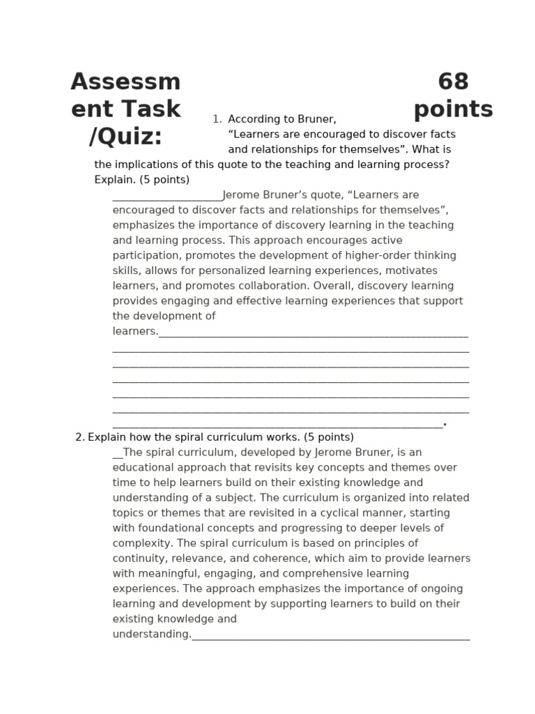 Assessment Task No. 13 and 14 | PDF | Constructivism (Philosophy Of Education) | Learning
