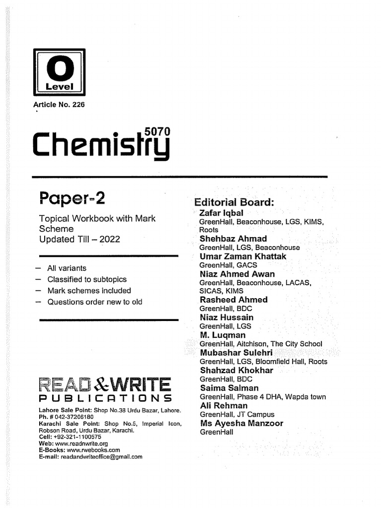 O Level Chemistry P2 Topical Ms 2 | PDF