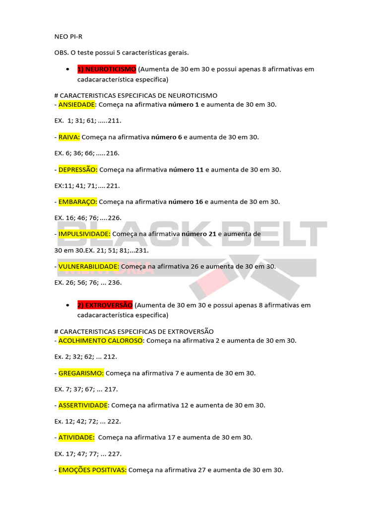 NEO-PI - Escalas | PDF