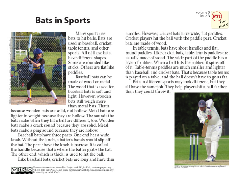 FYI For Kids 3 3 Bats in Sports | PDF | Batting (Baseball) | Cricket