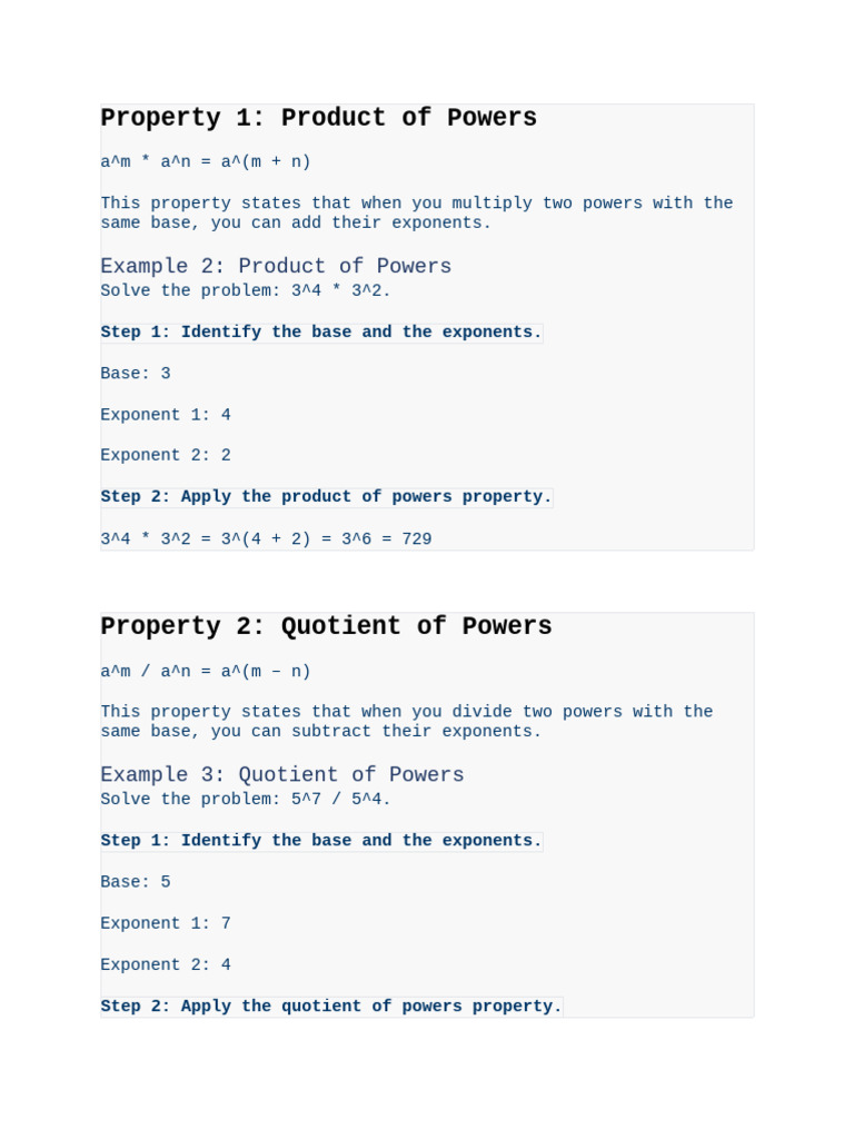 Example 2: Product of Powers | PDF