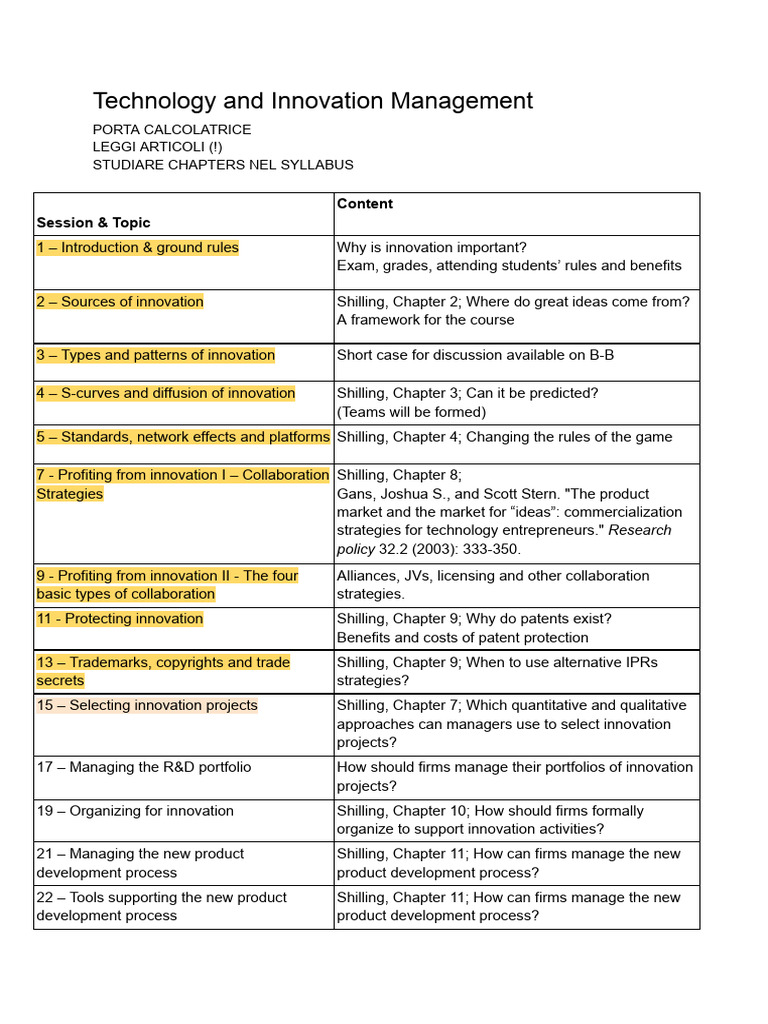 Technology and Innovation Management | PDF | Innovation | Gross ...