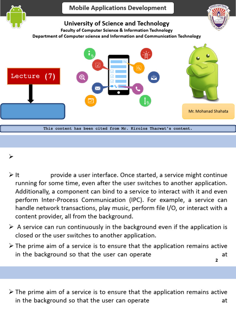 Lecture 6 - Services | PDF | User Interface | Client–Server Model