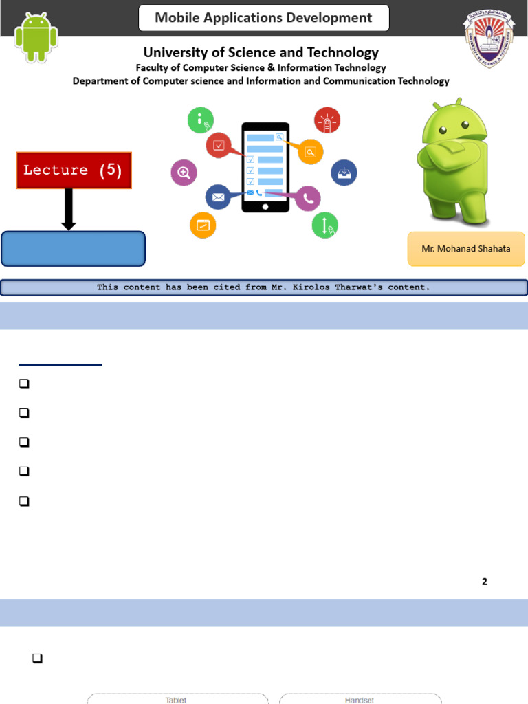 Lecture 5 - Fragments | PDF | Mobile App | Android (Operating System)