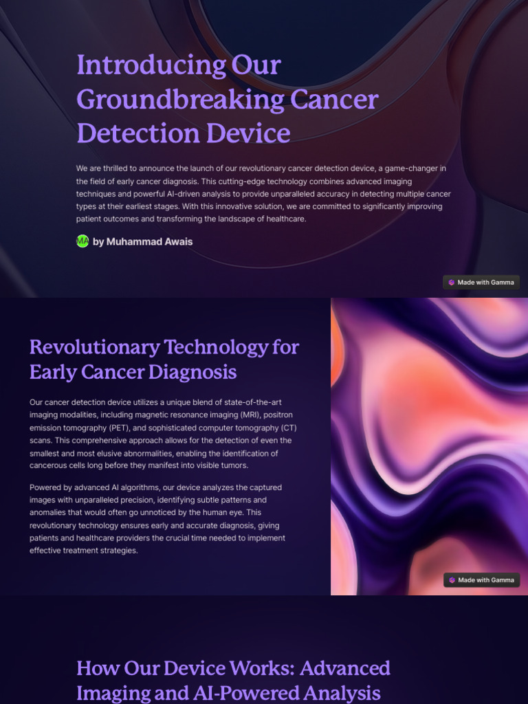 Introducing Our Groundbreaking Cancer Detection Device | PDF | Medical ...