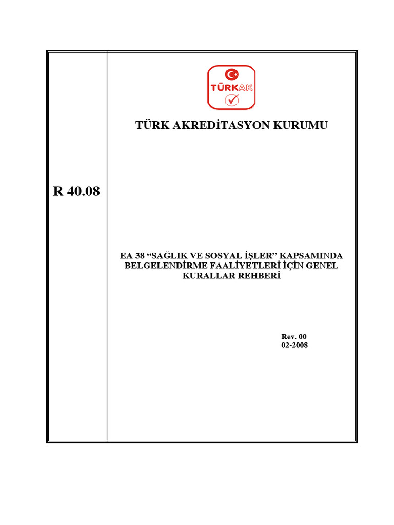 Türk Akred Tasyon Kurumu: EA 38 "SA Lik Ve Sosyal Ler" Kapsaminda ...