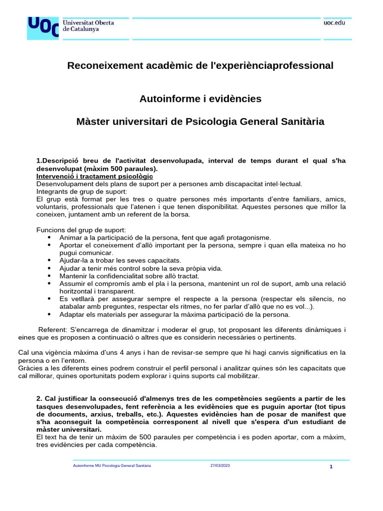 Autoinforme Raep Mupgs CA-1 | PDF