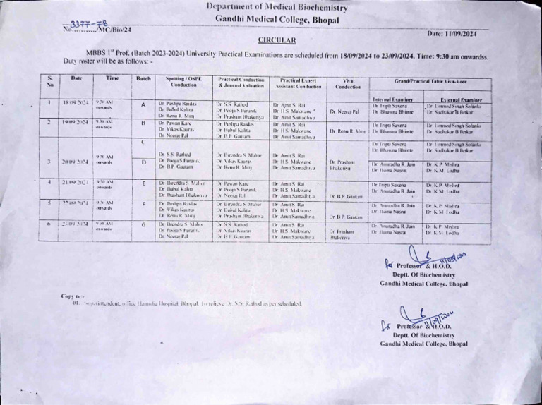 Practical Exam Schedule | PDF