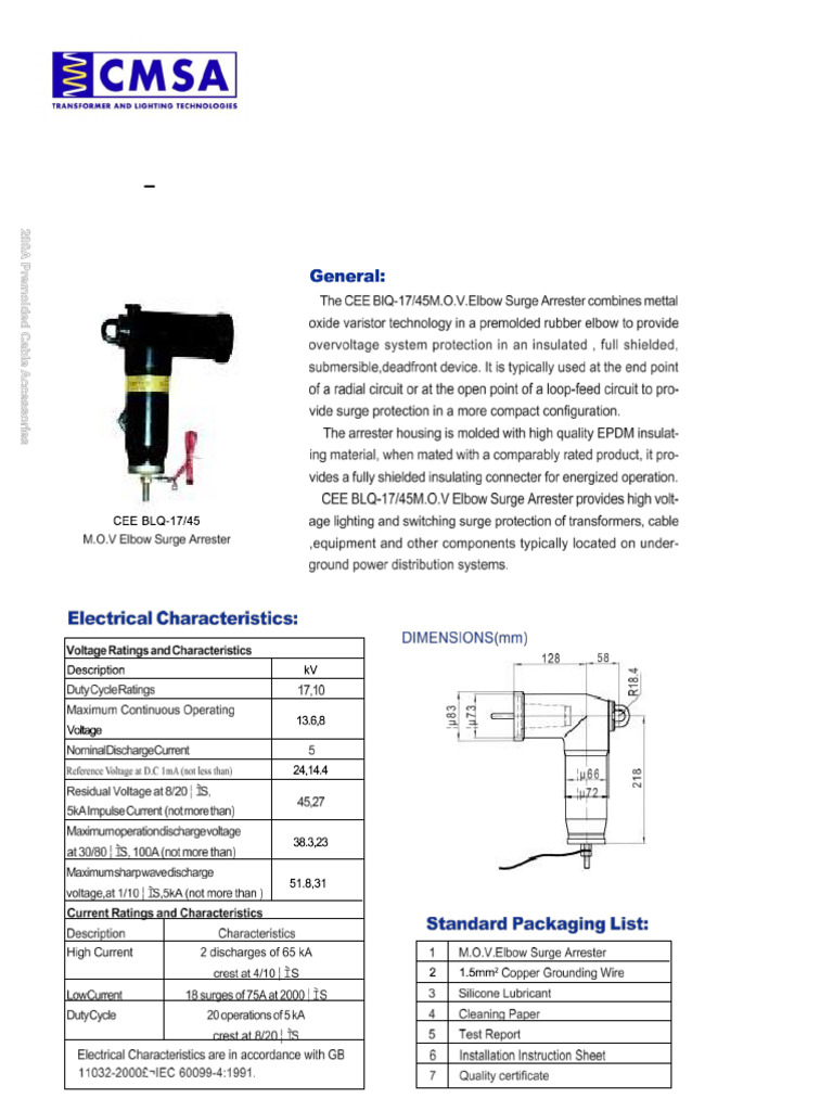 Codo Pararrayo 10KV CEE BLQ | PDF