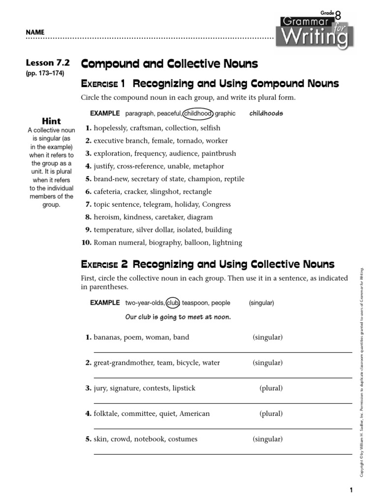 Compound and Collective Nouns Exercises | PDF | Languages | Foreign ...
