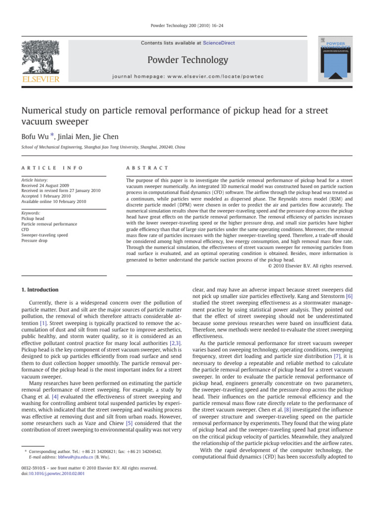 Numerical Study On Particle Removal Performance of Pickup H - 2010 ...